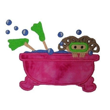 Mega Hoop Tub Time Swim Girl Applique Design
